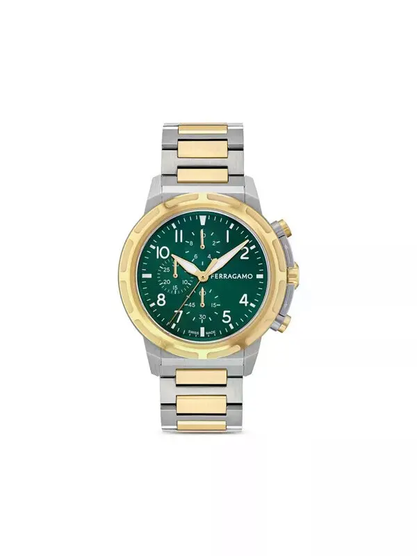 FERRAGAMO Stainless Steel 44mm Chronograph Watch - Green