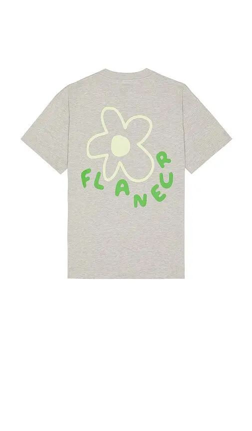 FLANEUR Blossom T-shirt In Light Grey - Heather Grey