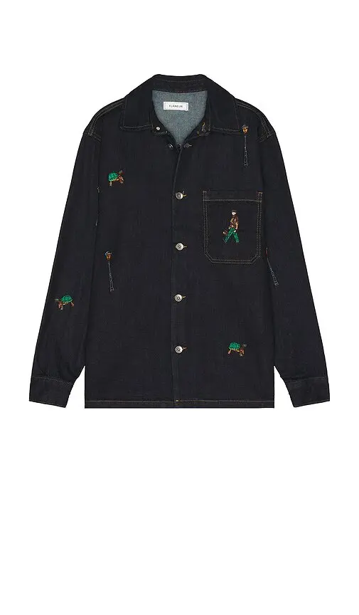 FLANEUR Relics Shirt In Blue - Denim