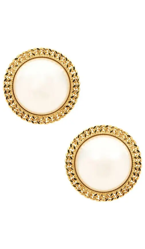 ROWEN ROSE Oversized Pearl Clip-on Earrings - Gold & White