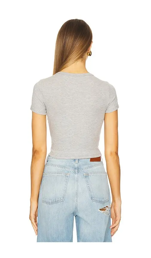 GRLFRND Ribbed Jersey Cropped Baby Tee - Heather Grey