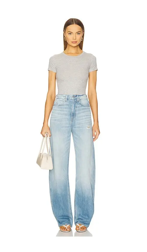 GRLFRND Ribbed Jersey Cropped Baby Tee - Heather Grey