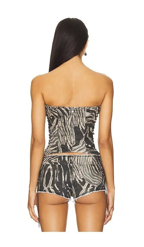 JADED LONDON Corset Top With Print And Lace-up Detail