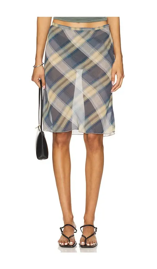 Lioness Midi Skirt - Blue Check