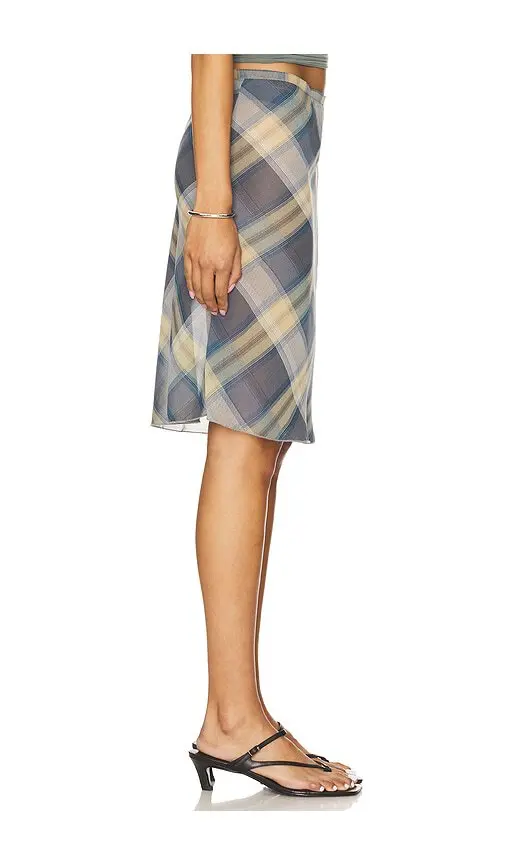 Lioness Midi Skirt - Blue Check