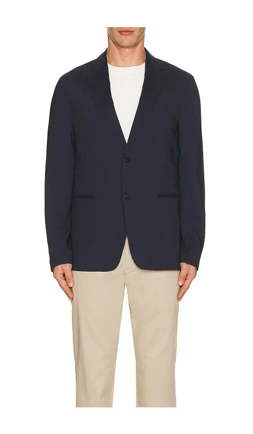 Theory Stretch Linen Clinton Blazer In Black - Eclipse