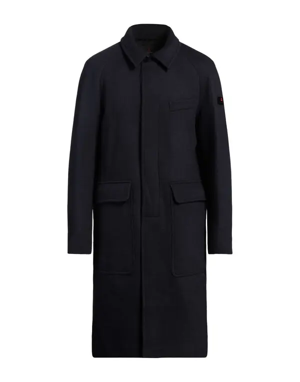 Peuterey Single-breasted Coat In Polyamide, Wool, And Elastane - Blue