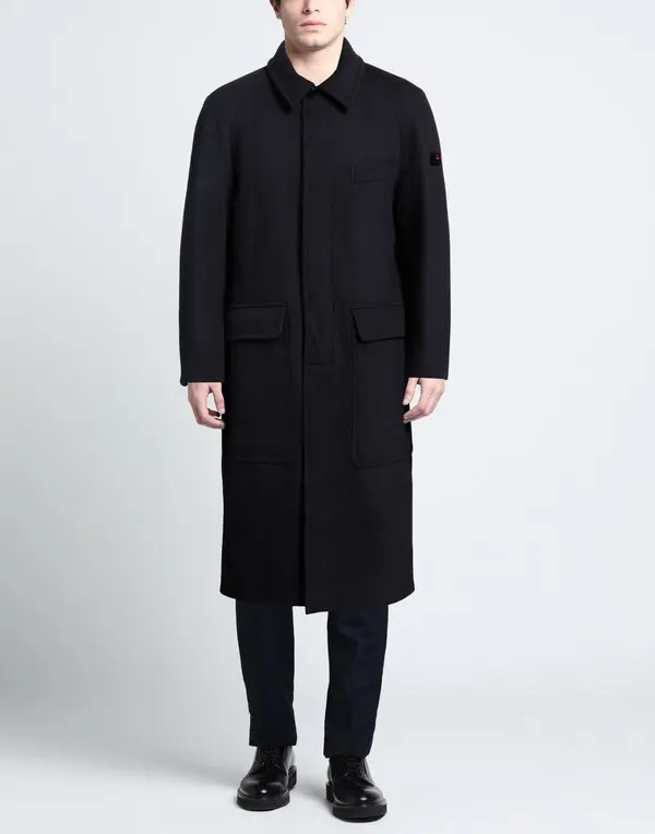 Peuterey Single-breasted Coat In Polyamide, Wool, And Elastane - Blue