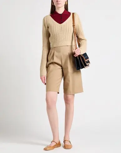 Max Mara Cable-knit Wool-cashmere Cropped Sweater - Beige