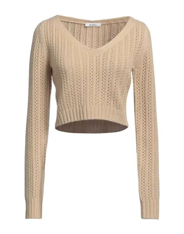 Max Mara Cable-knit Wool-cashmere Cropped Sweater - Beige