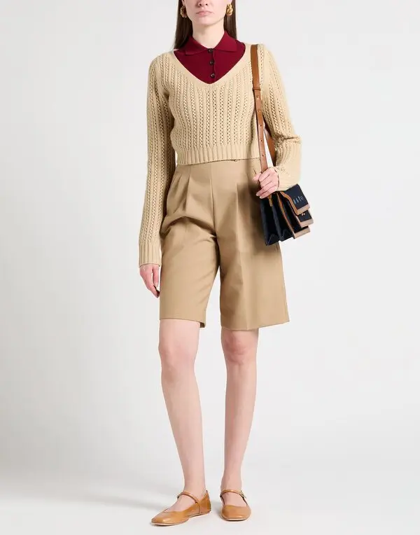 Max Mara Cable-knit Wool-cashmere Cropped Sweater - Beige