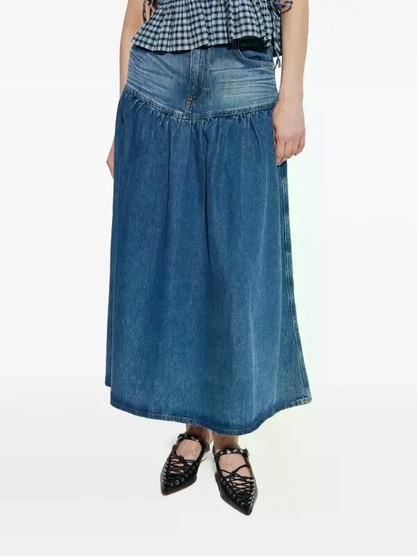 GANNI Denim Midi Skirt - Blue