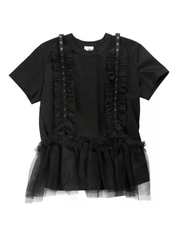 Noir Kei Ninomiya Tulle-detailing T-shirt