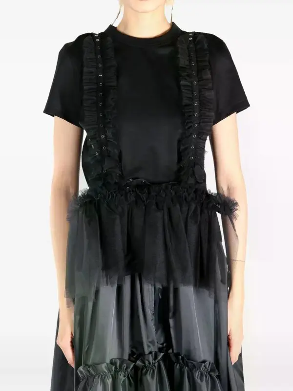 Noir Kei Ninomiya Tulle-detailing T-shirt