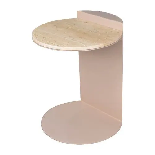JONATHAN Y Evelyn 20" Contemporary Natural Marble/metal Handmade C-shaped End Table - Beige/pink Beige