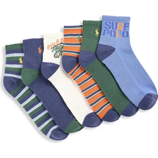 Polo Ralph Lauren Big & Tall 6-pack Quarter-top Athletic Socks - Multi
