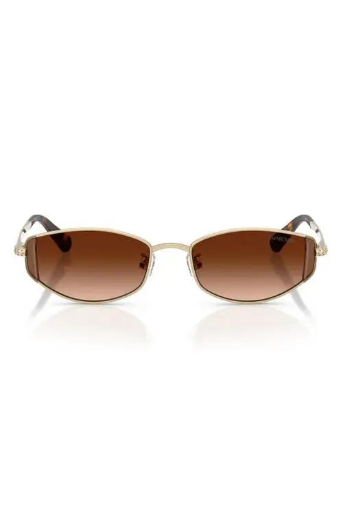 SWAROVSKI 53mm Oval Sunglasses - Pale Gold/gradient Brown