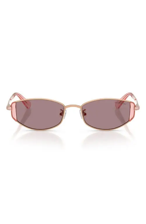 SWAROVSKI 53mm Oval Sunglasses - Rose Gold / Light Purple Brown