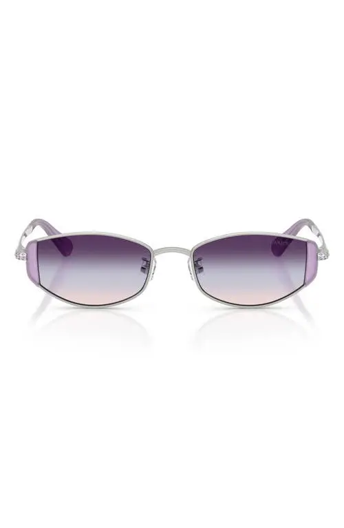 SWAROVSKI 53mm Oval Sunglasses - Silver/brown/blue/violet