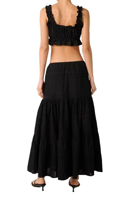 WeWoreWhat Eyelet Ruffle Crop Top - Black