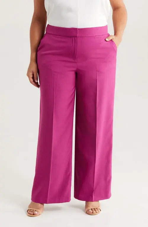 TAHARI ASL Wide Leg Trousers - Wild Berry