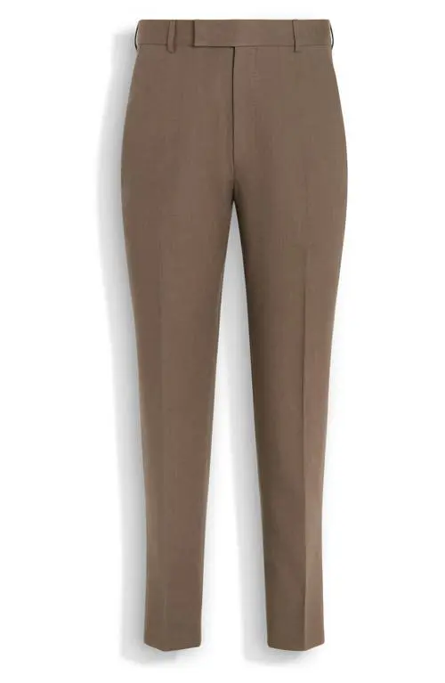 Zegna Linen Flat Front Trousers