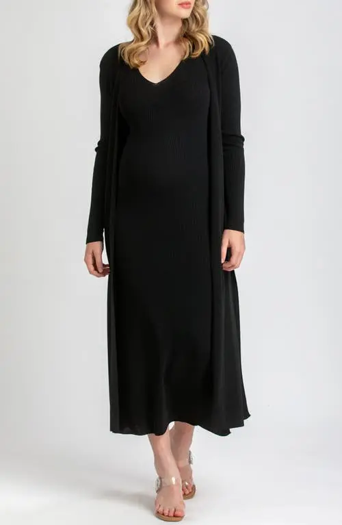 PIETRO BRUNELLI Longline Side Slit Maternity Cardigan - Black
