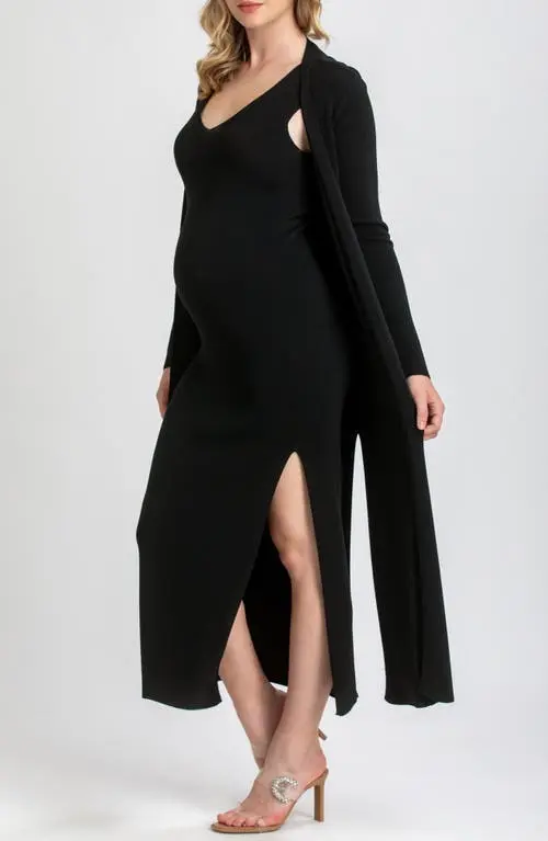 PIETRO BRUNELLI Longline Side Slit Maternity Cardigan - Black