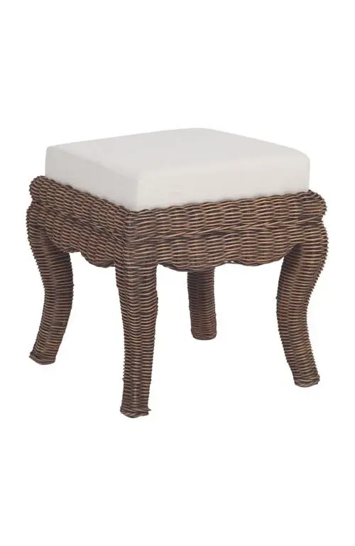JONATHAN Y Rowan 19.7" Bohemian Designer Woven Rattan/wood Ottoman Vanity Stool - Black Wash