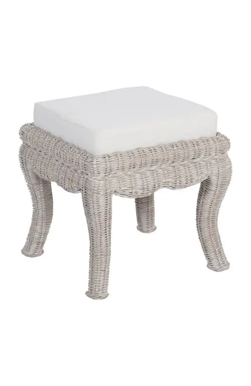 JONATHAN Y Rowan 19.7" Bohemian Designer Woven Rattan/wood Ottoman Vanity Stool - Gray White Wash