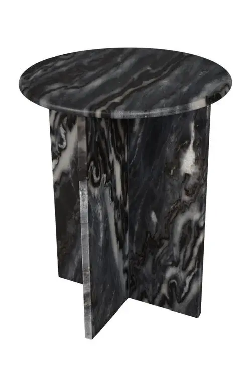 JONATHAN Y Javier 17.75" Contemporary Natural Marble Handmade X-shaped End Table - Black/gray
