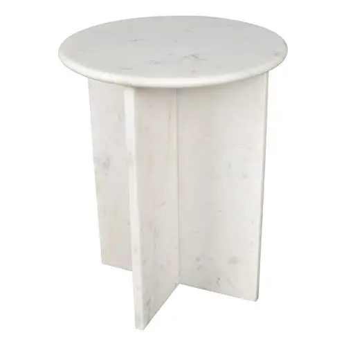 JONATHAN Y Javier 17.75" Contemporary Natural Marble Handmade X-shaped End Table - White