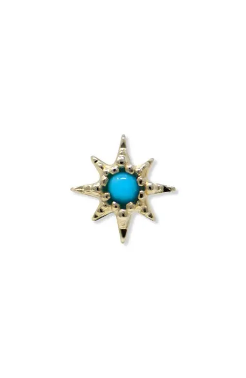 Anzie Micro Turquoise Starburst Single Stud Earring - Turquoise/ Aqua