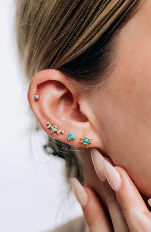 Anzie Micro Turquoise Starburst Single Stud Earring