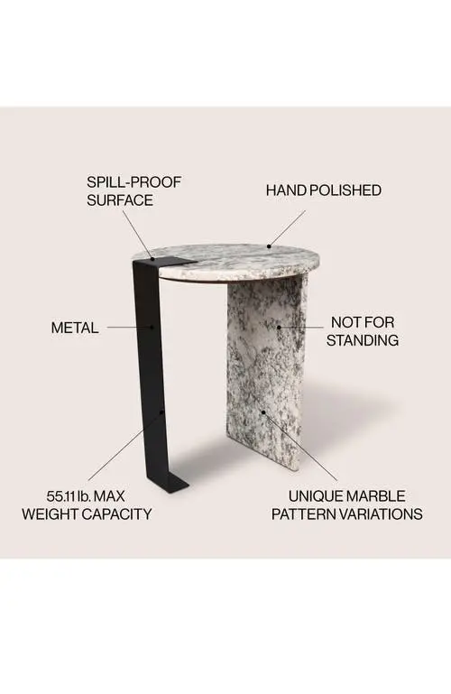 JONATHAN Y Lyra Modern Round Asymmetrical Marble Accent Table