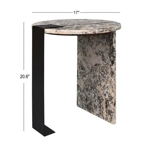 JONATHAN Y Lyra Modern Round Asymmetrical Marble Accent Table