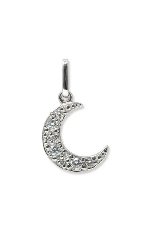 Anzie Pavé Crescent Moon Charm - Silver