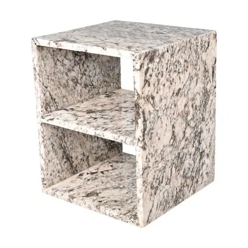 JONATHAN Y Sloane 20" Modern Natural Marble Handmade Rectangular 2-shelf End Table - Beige/dark Taupe