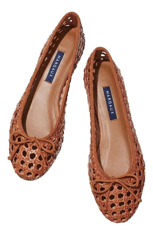 MARGAUX LONNBERG Woven Ballerina Flat - Saddle