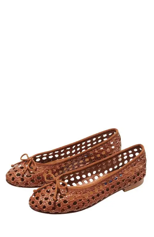 MARGAUX LONNBERG Woven Ballerina Flat - Saddle