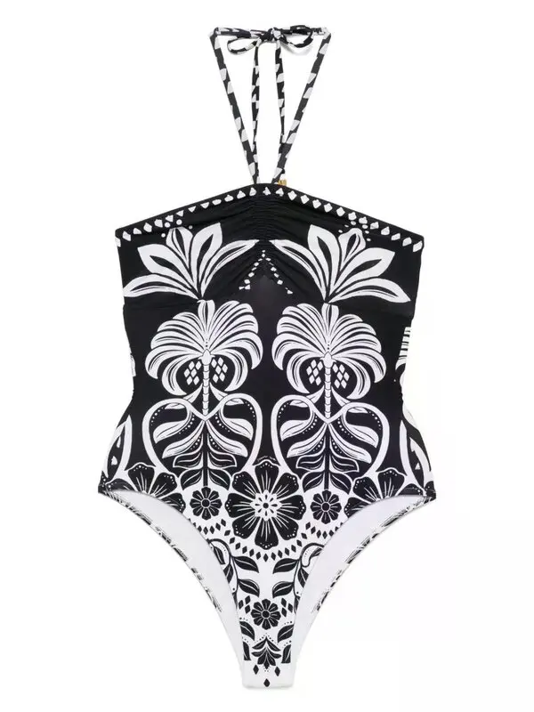Farm Rio Flower Leopards One-piece - Black