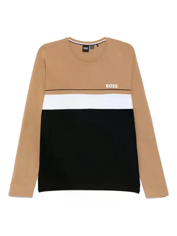 BOSS Logo-print Long-sleeves T-shirt - Black