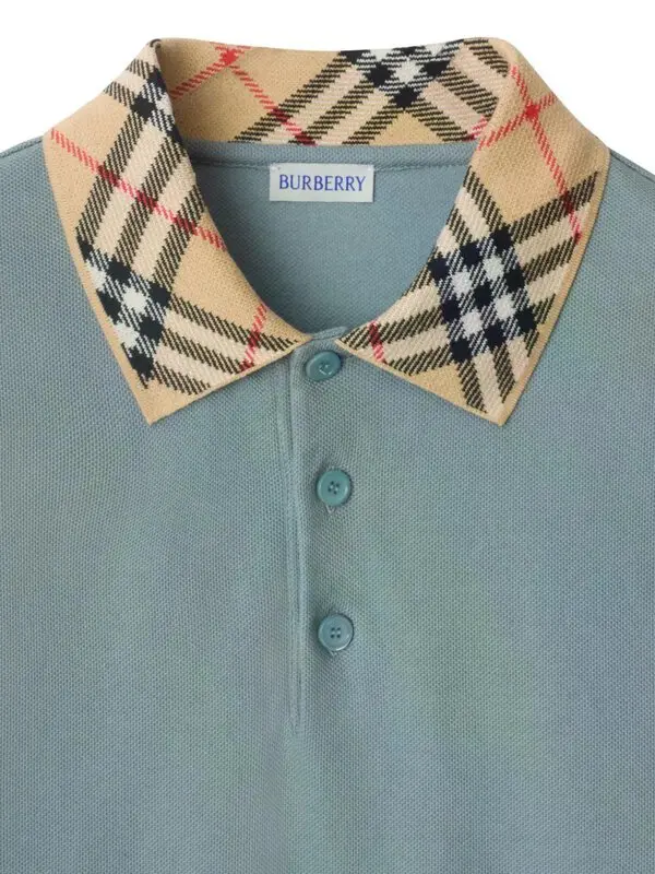 Burberry Checked-collar Polo Shirt - Blue