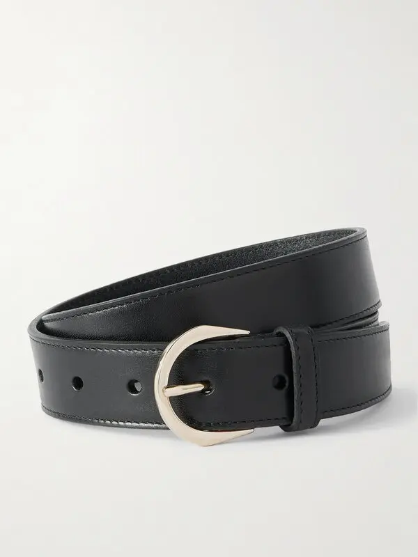 Saint Laurent Crescent Moon Leather Belt - Black