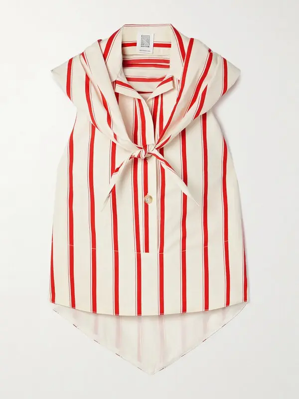 Rosie Assoulin Kerchief Striped Top - Red