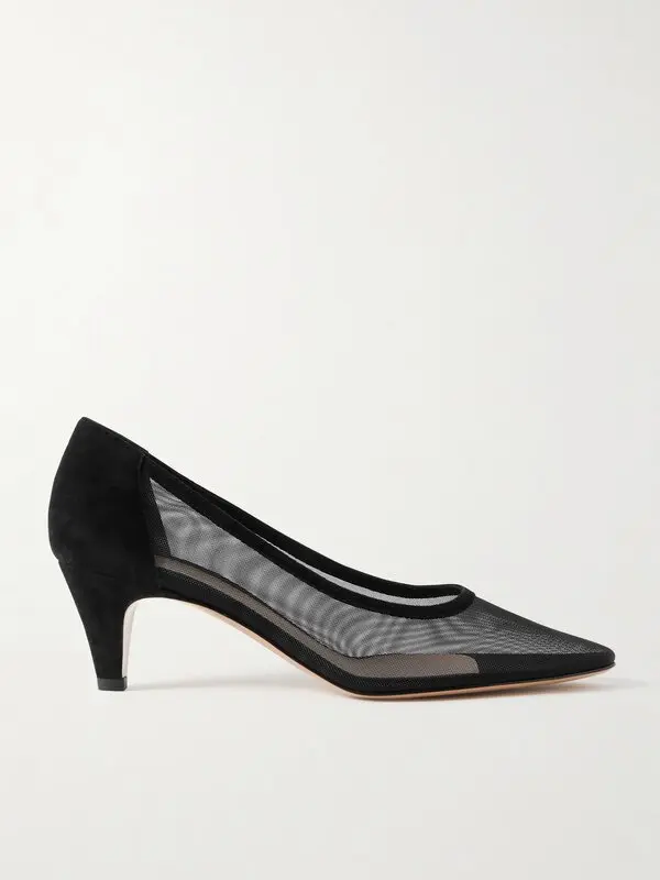GIANVITO ROSSI Rete 55 Suede-trimmed Mesh Pumps