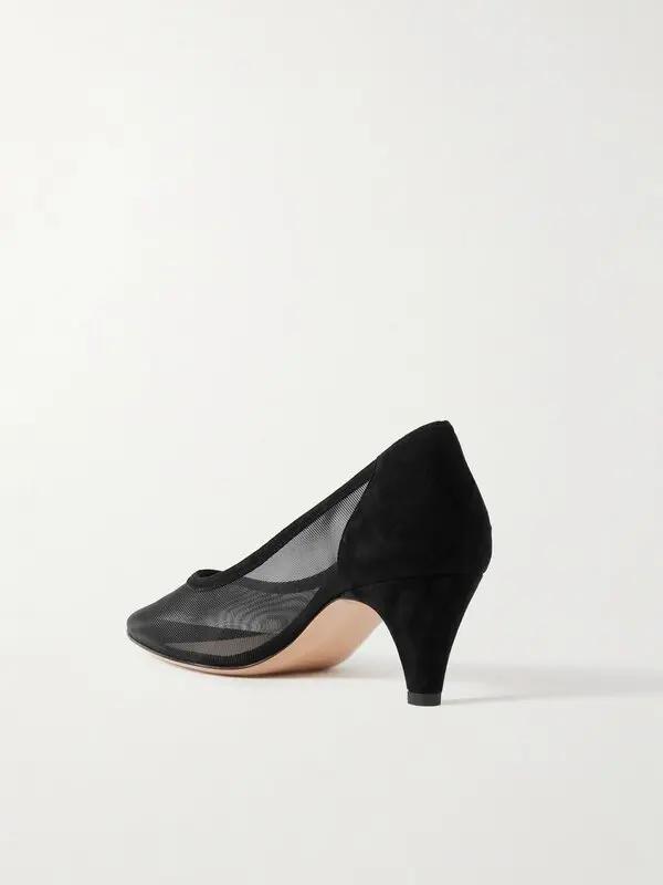 GIANVITO ROSSI Rete 55 Suede-trimmed Mesh Pumps