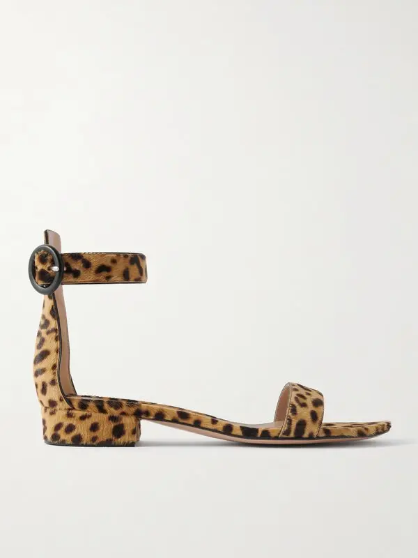 GIANVITO ROSSI Portofino 20 Leopard-print Pony Hair Sandals - Animal Print