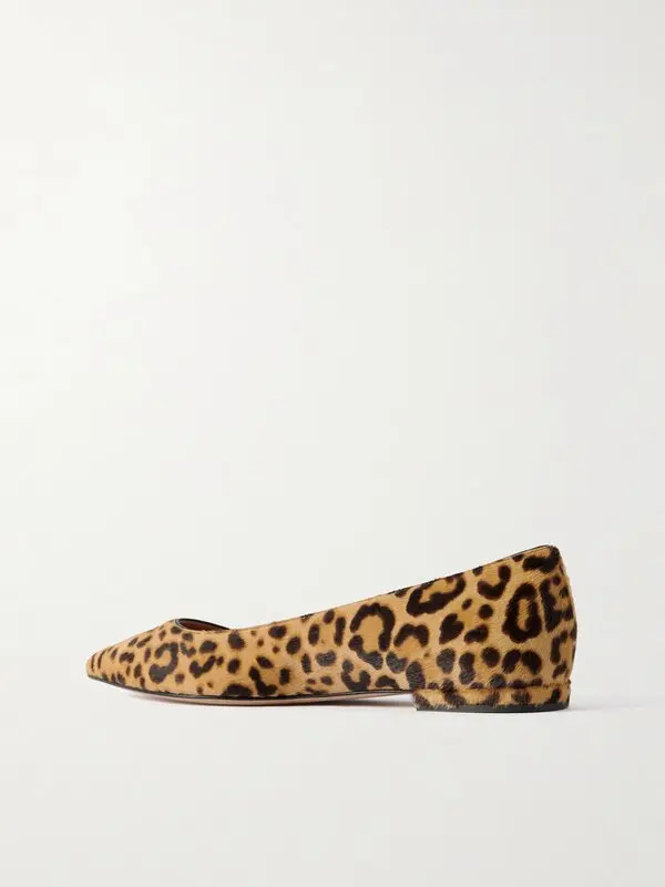 GIANVITO ROSSI Leopard-print Pony Hair Point-toe Flats - Animal Print