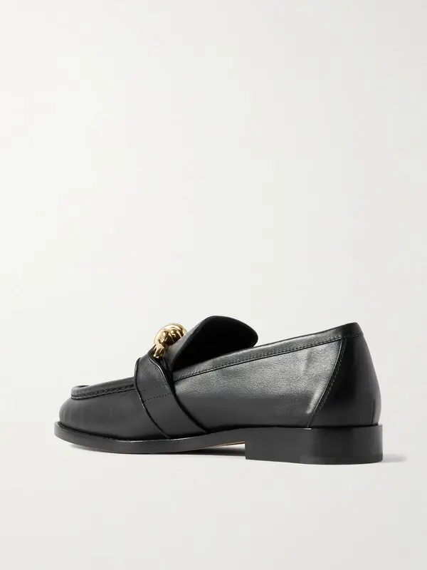 Bottega Veneta Astaire Embellished Leather Loafers - Black